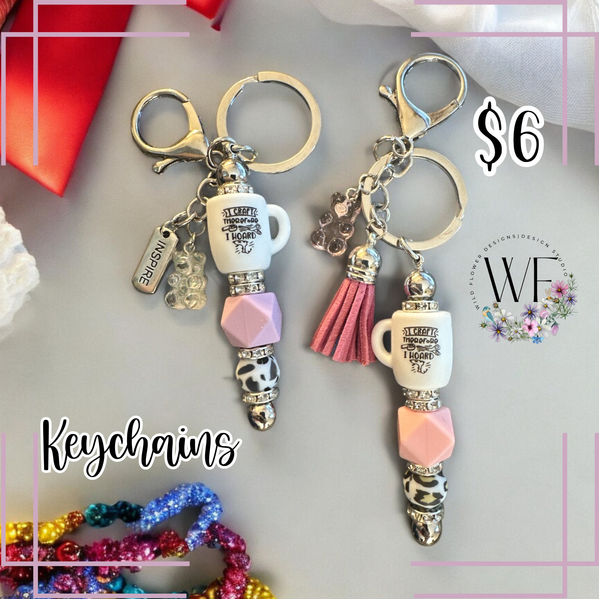 Beaded Keychains Crafting Lavender/pink - Etsy