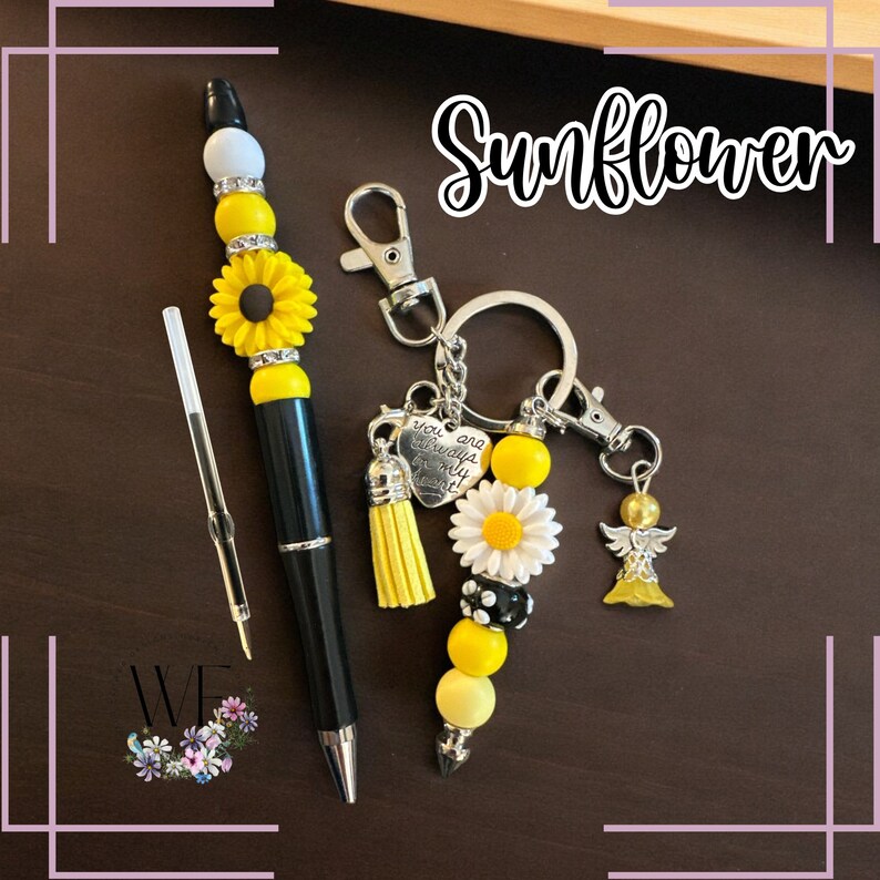 Beaded Keychain & Pen Set - Etsy