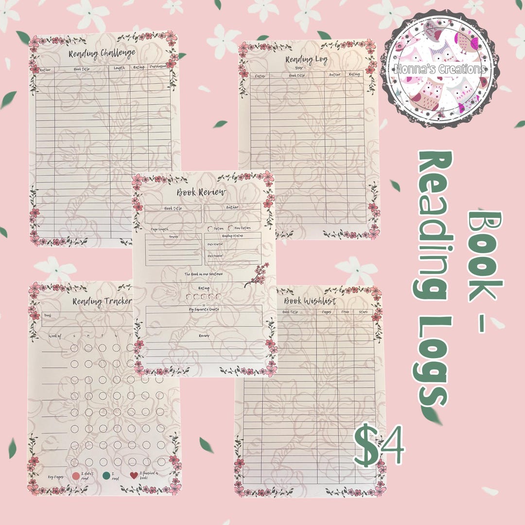 Sakura Flower Printable Reading Log - PDF - Etsy