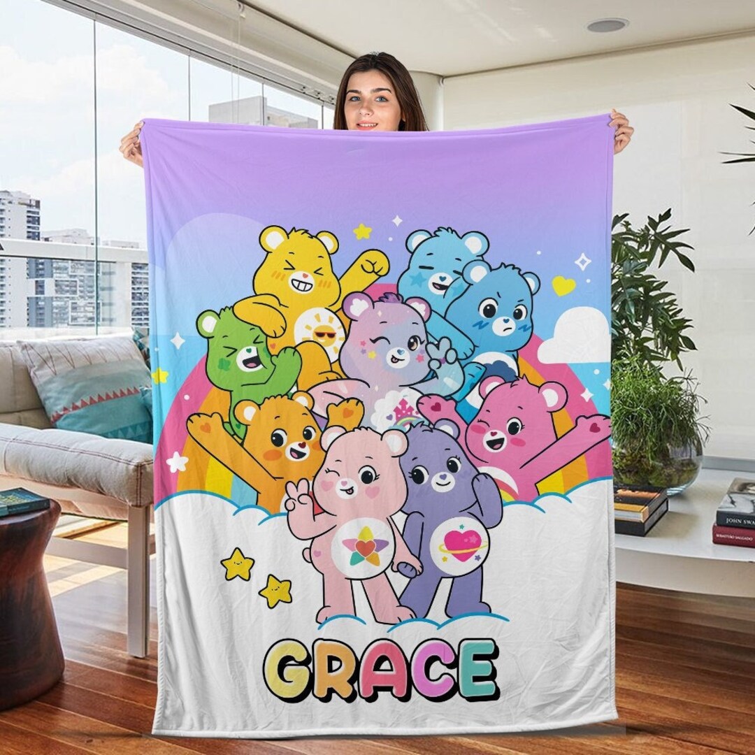Personalized Care Bears Characters Blanket Care Bears Group - Etsy