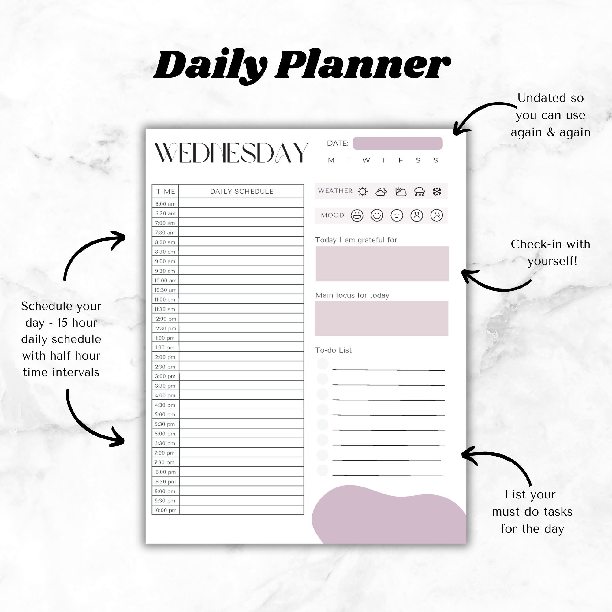 Printable Editable Weekly Schedule, Minimalist Weekly Planner to Do ...