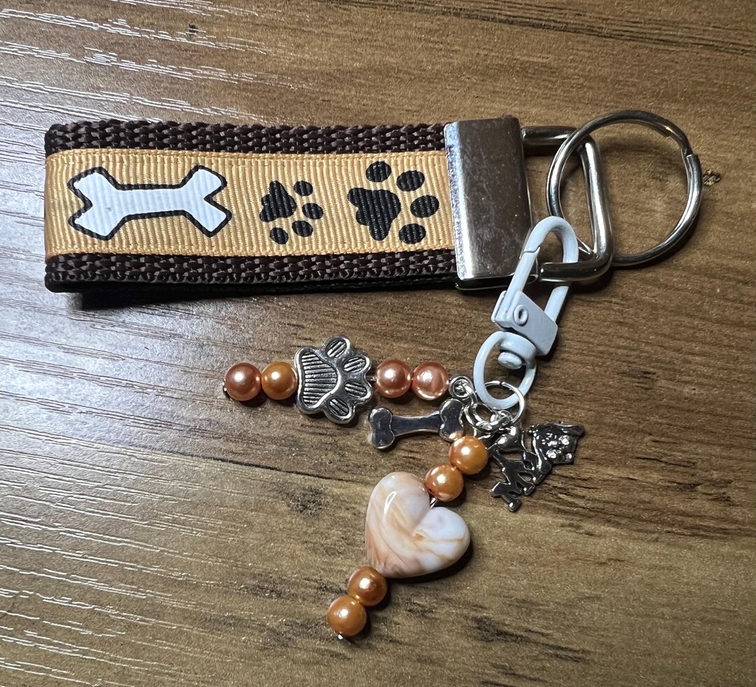 Paw Prints & Dog Bone Keychain – I Love My Dog Charm, Purse Clip - Etsy