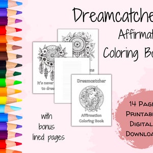 Dreamcatcher Affirmation Coloring Book Self Care Optimism Printable ...