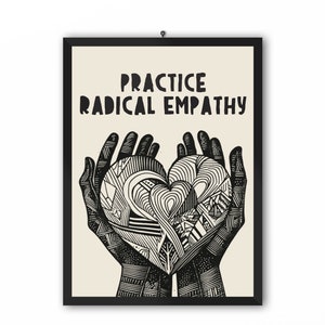 Practice Radical Empathy, Lino Style Illustration, Block Style Print ...