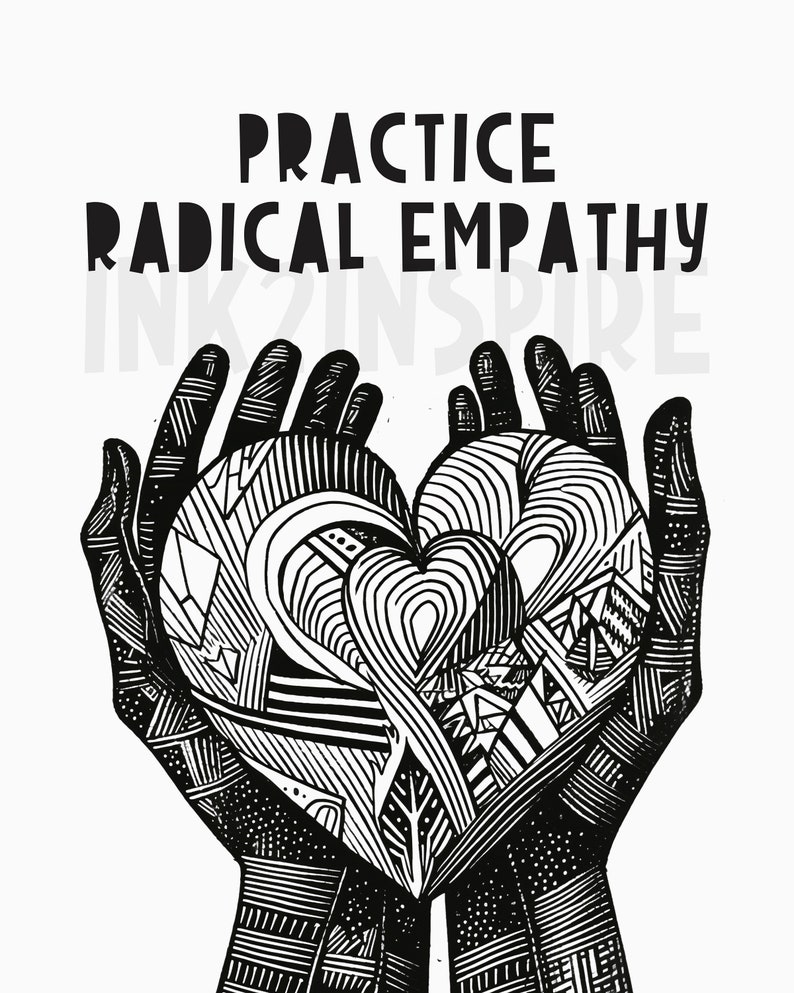 Practice Radical Empathy Lino Style Block Style Print - Etsy
