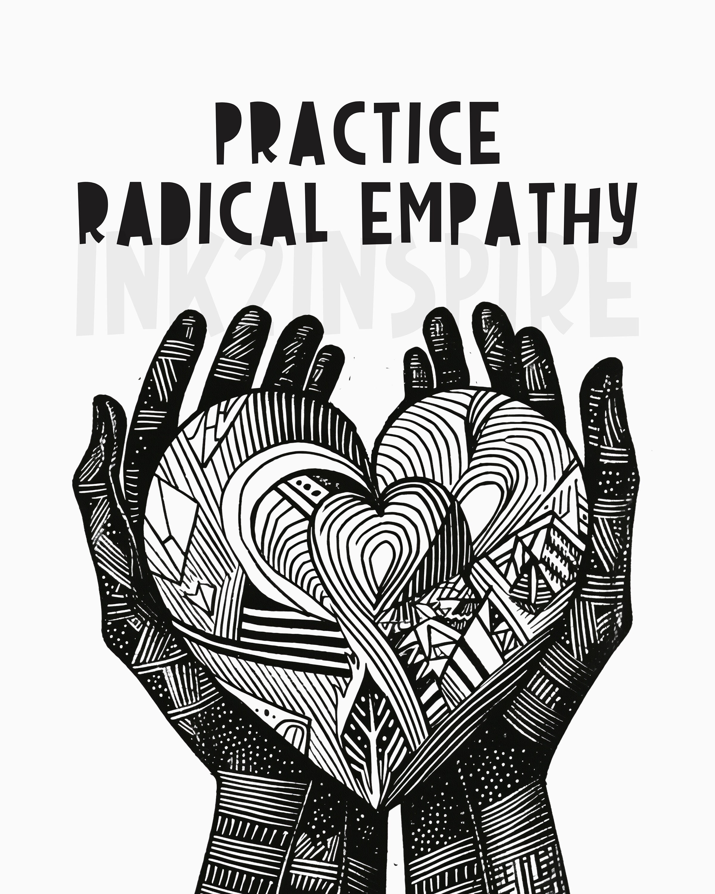 Practice Radical Empathy Lino Style Block Style Print - Etsy