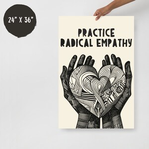 Practice Radical Empathy, Lino Style Illustration, Block Style Print ...