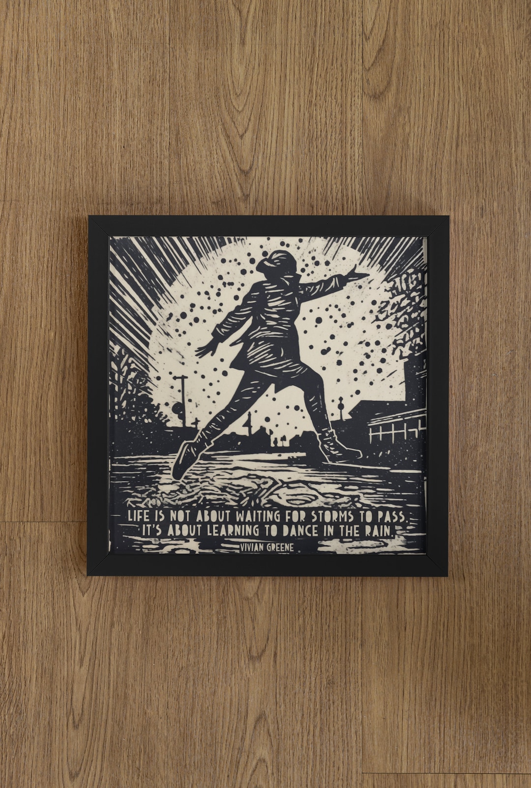 Waiting for Storms to Pass, Lino Style Illustration Print, Mindset ...