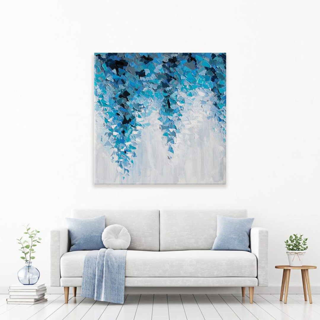 Tumbling Blue Abstract Square Canvas Print - Etsy
