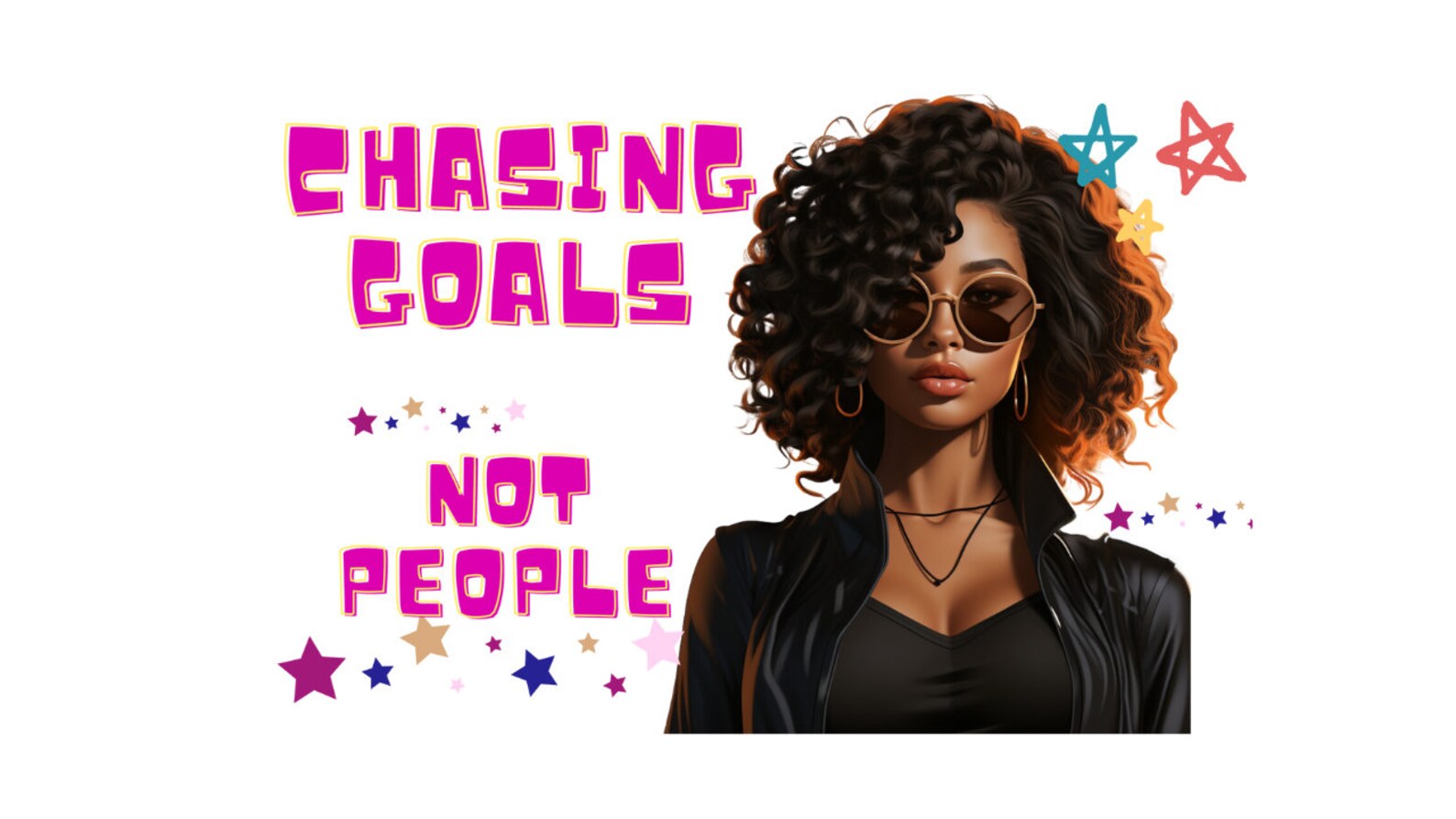 Chasing Goals Not People Png Sublimation Design Download, Afro Woman ...