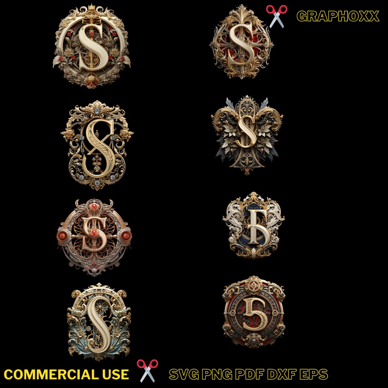 8 Monogram SVG and Png Bundle, 2 Letters Monogram Symbols SVG and PNG ...