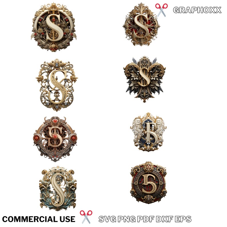 8 Monogram SVG and Png Bundle, 2 Letters Monogram Symbols SVG and PNG ...
