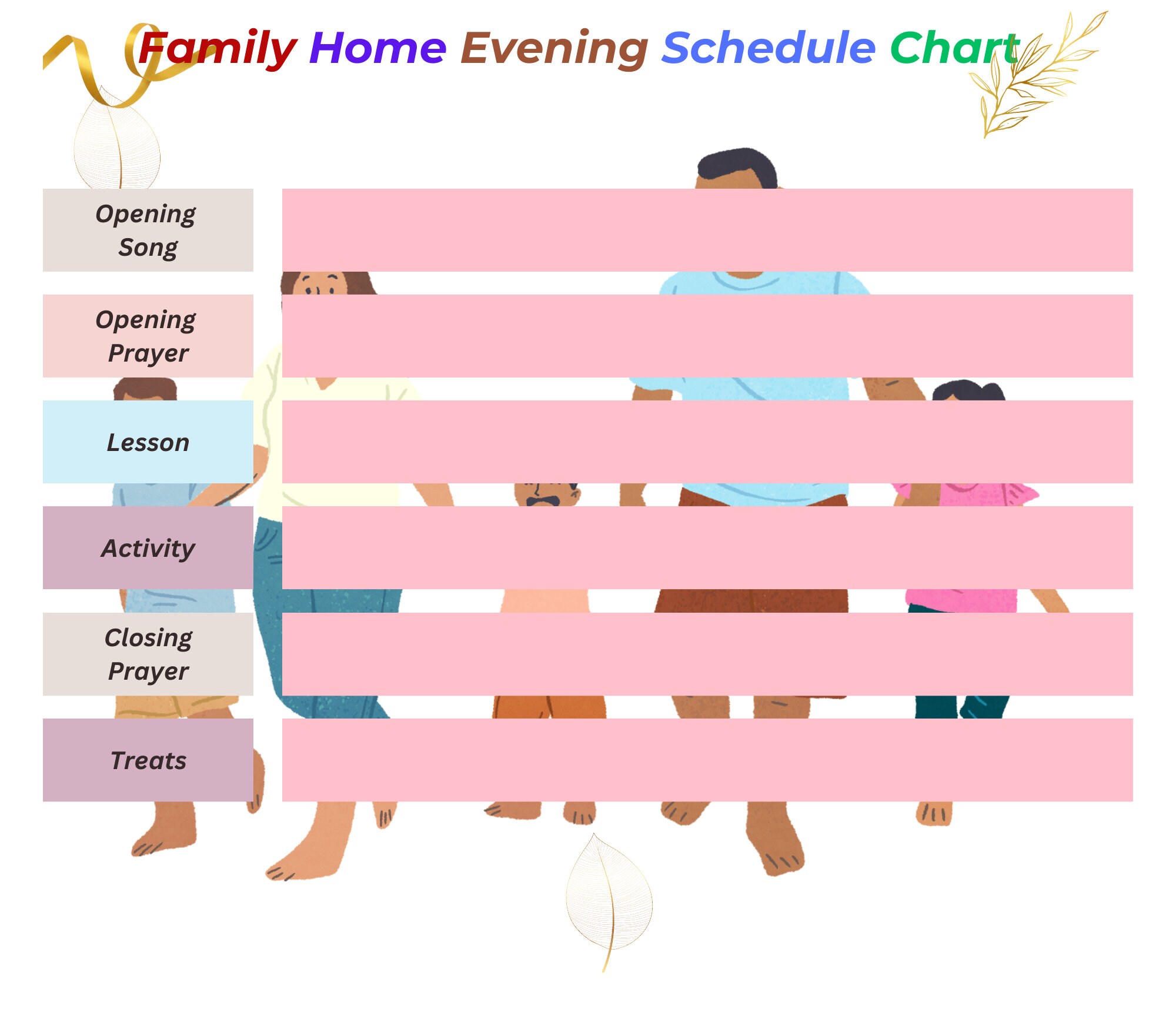 Family Home Evening Schedule Chart | FHE Schedule | Lesson Chart | FHE ...
