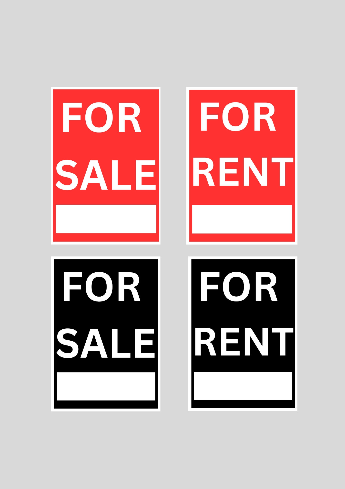 Printable for Sale or Rent Sign - US Letter and A4 Sizes, Instant ...