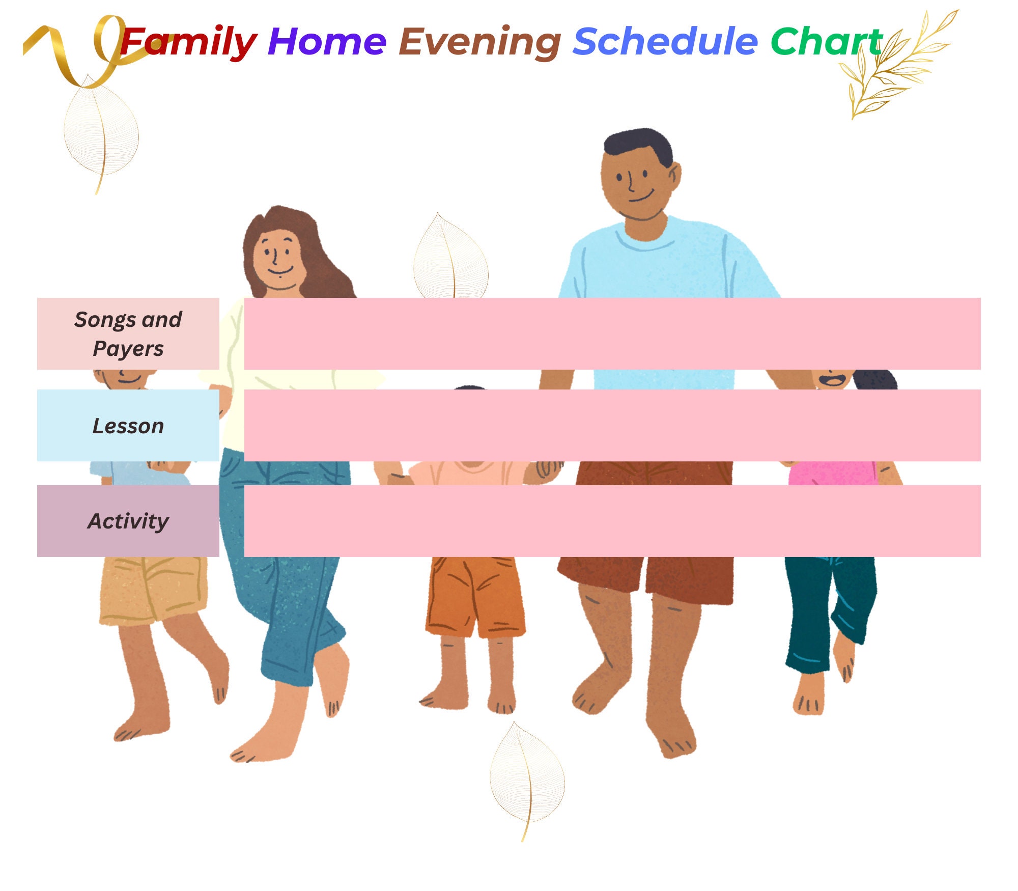 Family Home Evening Schedule Chart | FHE Schedule | Lesson Chart | FHE Assignments | Family Home ...
