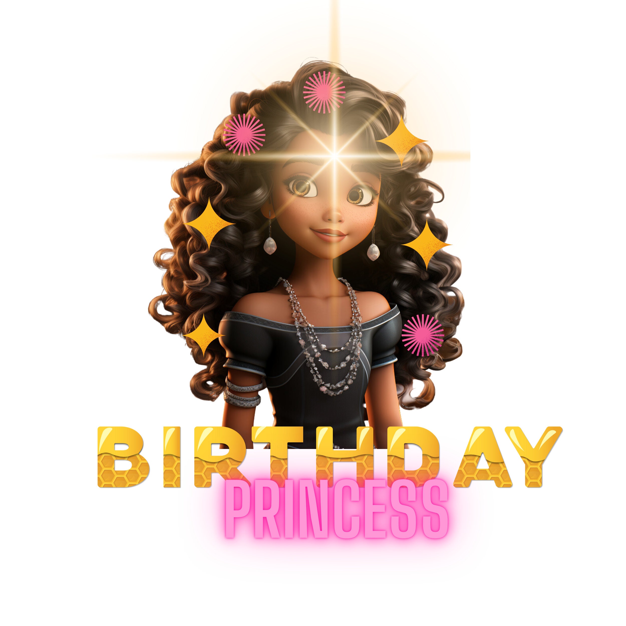 Awesome Birthday Princess Peekaboo Afro Girl Png Sublimation Design ...