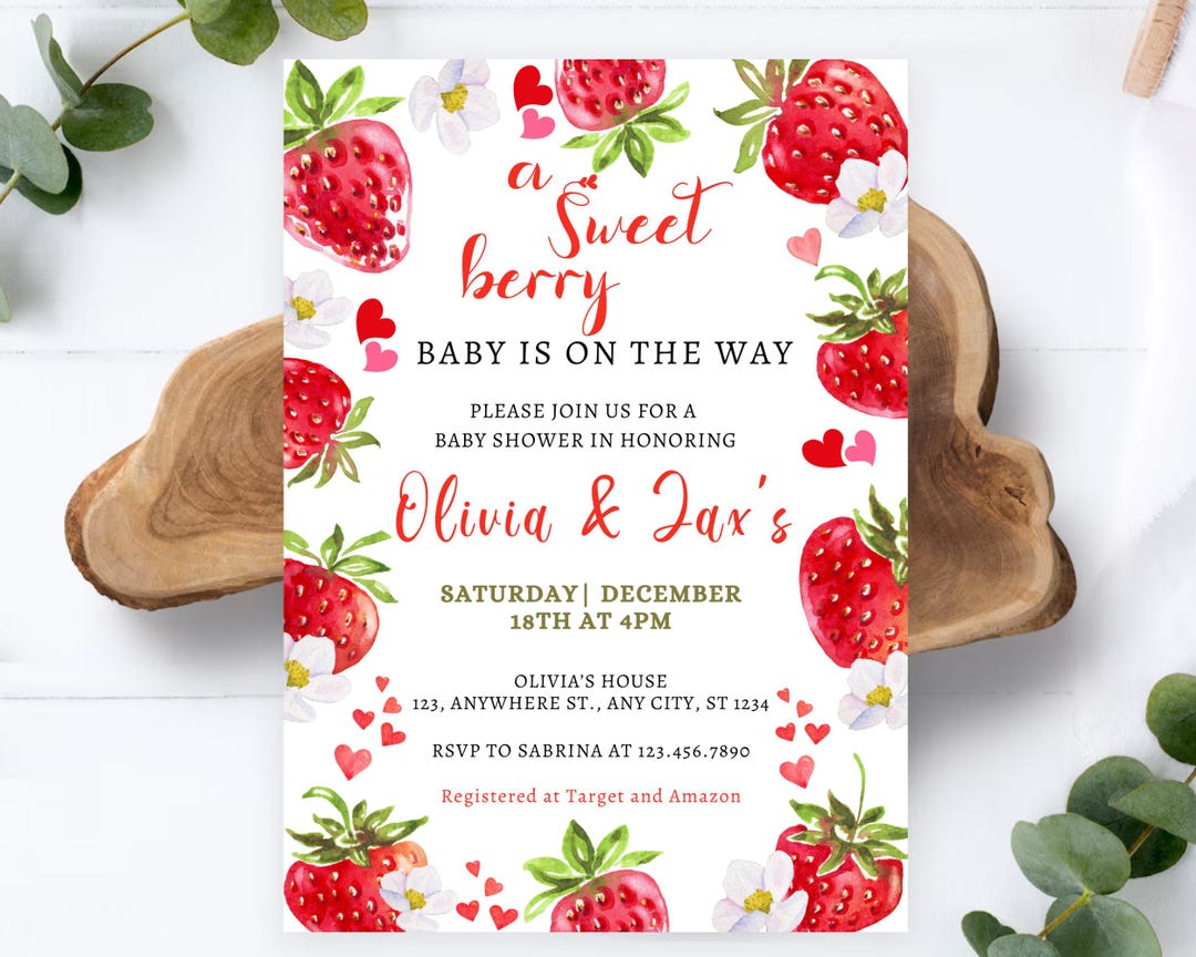 Strawberry Baby Shower, Strawberry Gender Neutral Baby Shower, Baby ...