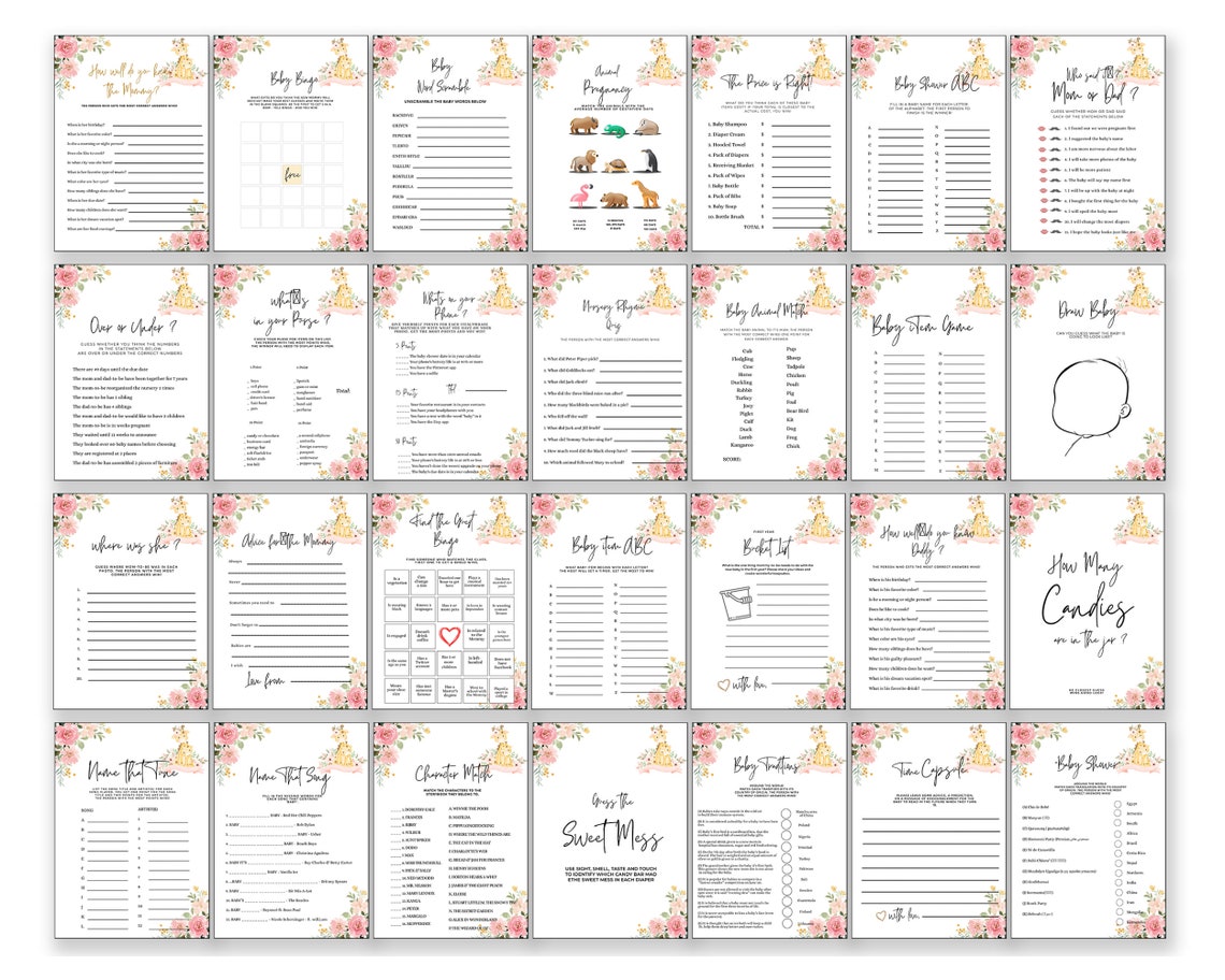 Editable Giraffe Baby Shower Game Set, Baby Giraffe Invites, Safari ...