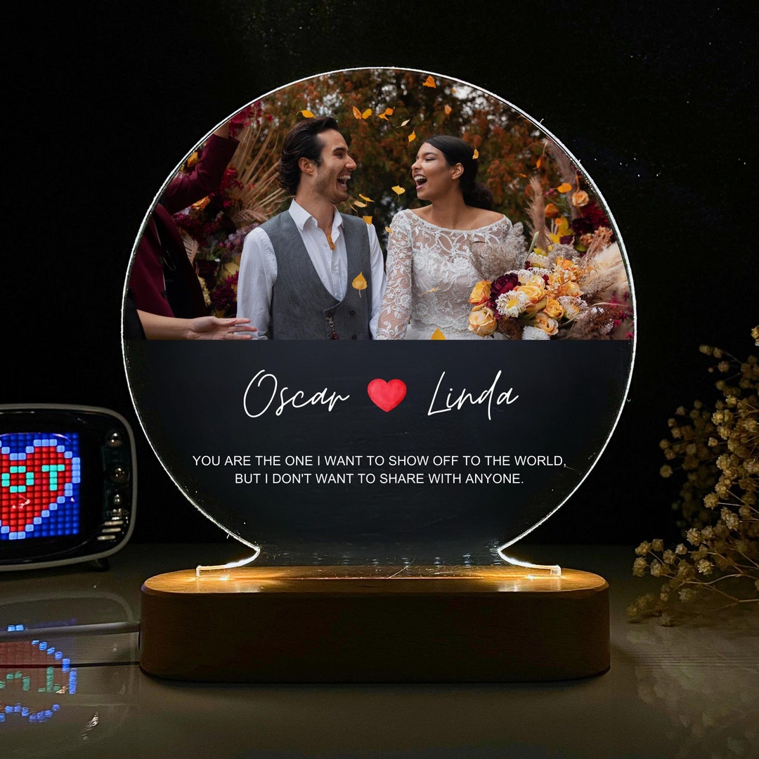 Personalized Wedding Photo Lamp With Names and Message - Custom ...