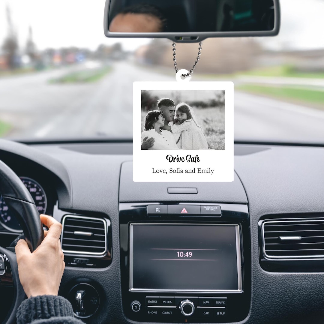 Custom Photo Car Tag Rear View Mirror | Photo Ornament | Photo Drive ...