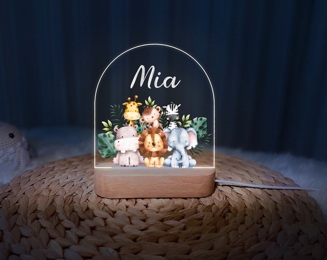 Customizable Safari Animal Night Light With Name - Personalized Jungle ...