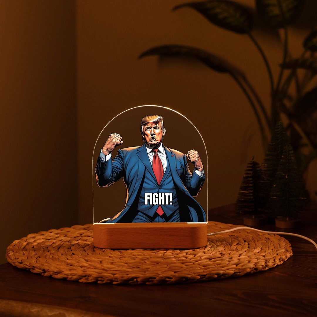 Trump 2024 Gift Desk Light - MAGA Keepsake - Trump Fight Wooden Night ...