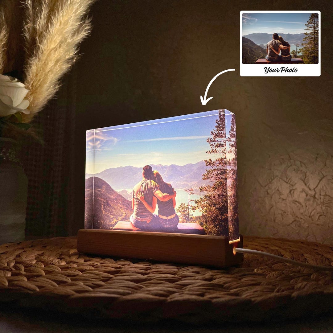 Personalized Anniversary Photo Block Gift | Custom Photo Night Light ...