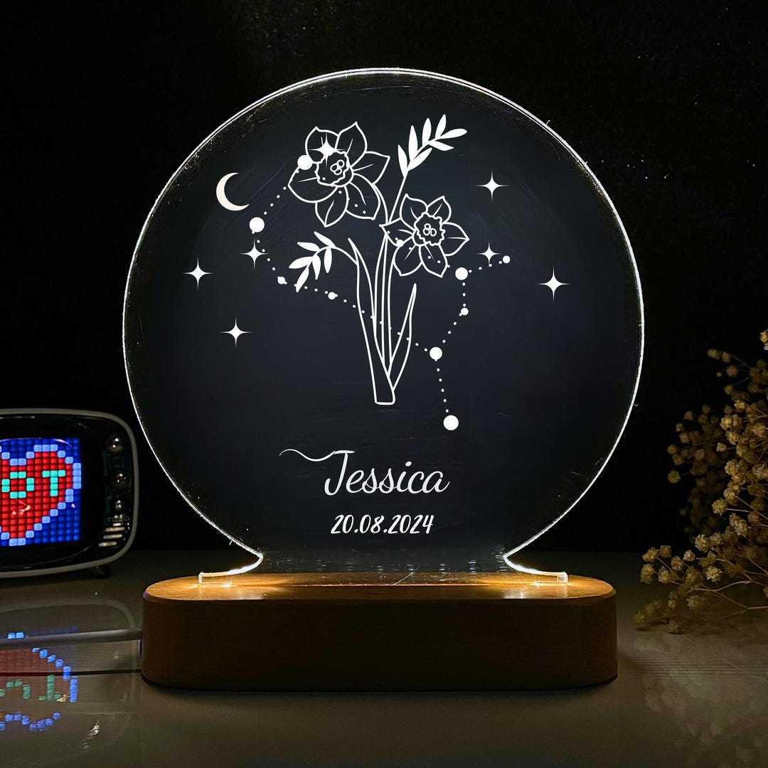 Custom Birth Flower Night Light - Personalized LED Gift for Baby ...