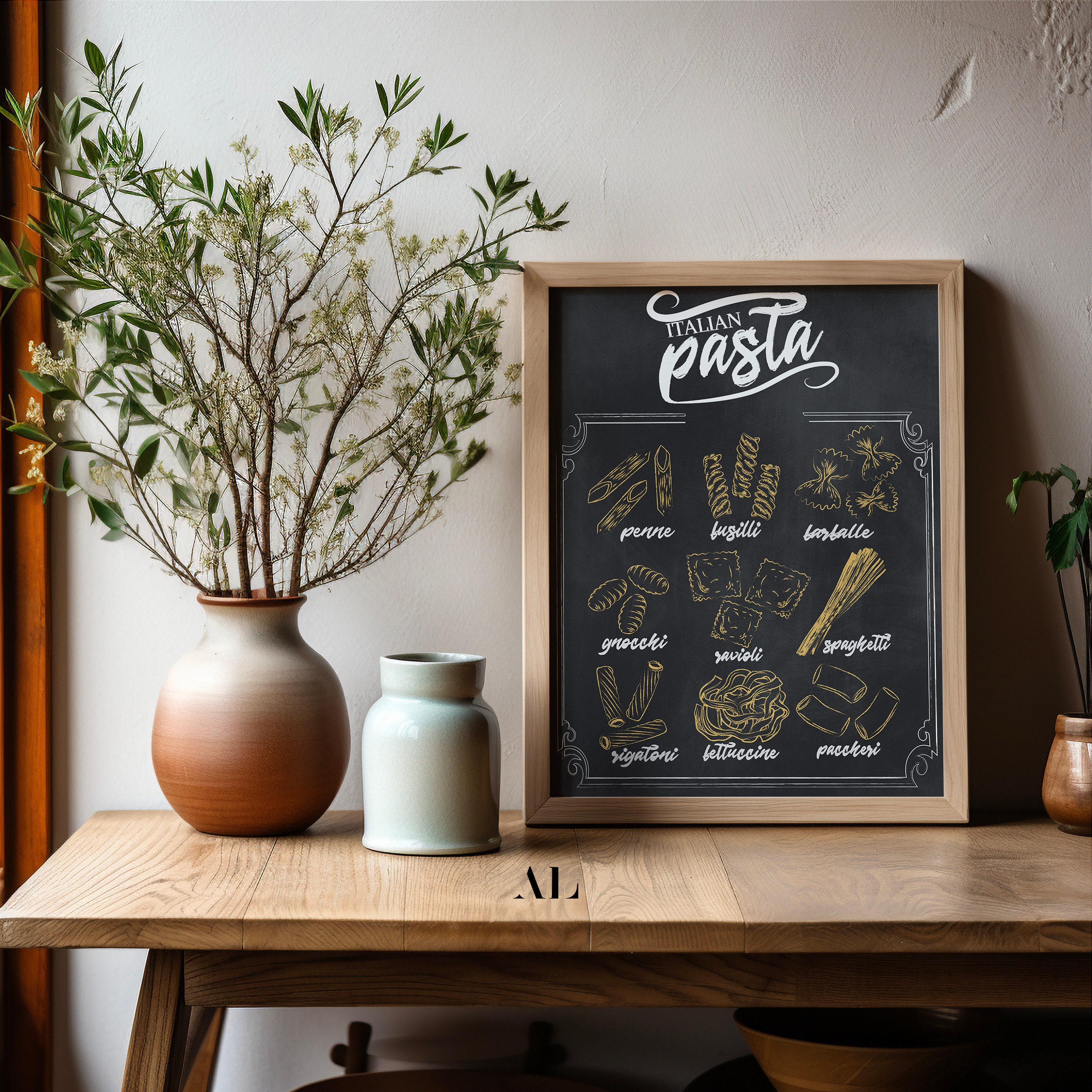 Italian Pasta Shapes Kitchen Poster, Pasta Lovers Wall Art, Printable ...