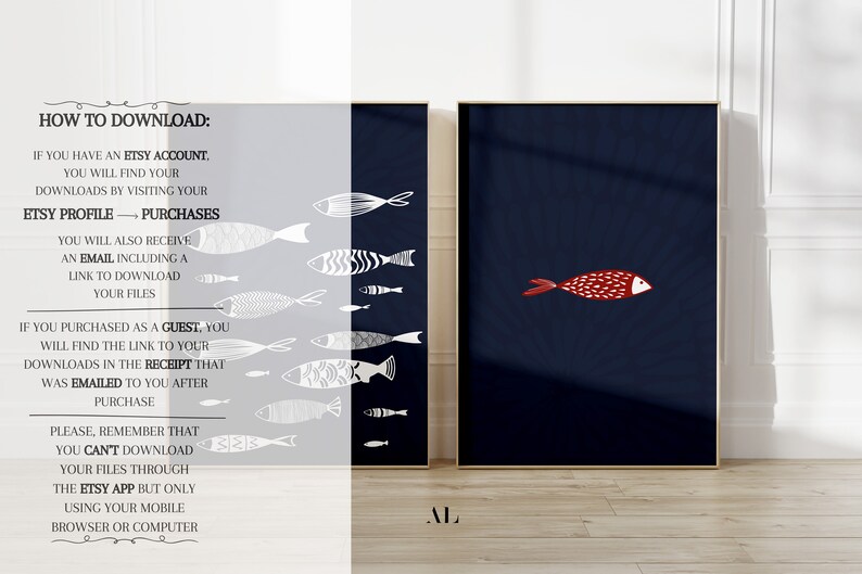 Set of 2 Fish Art Prints, Modern Fish Prints Set of 2, Abstract Fish ...
