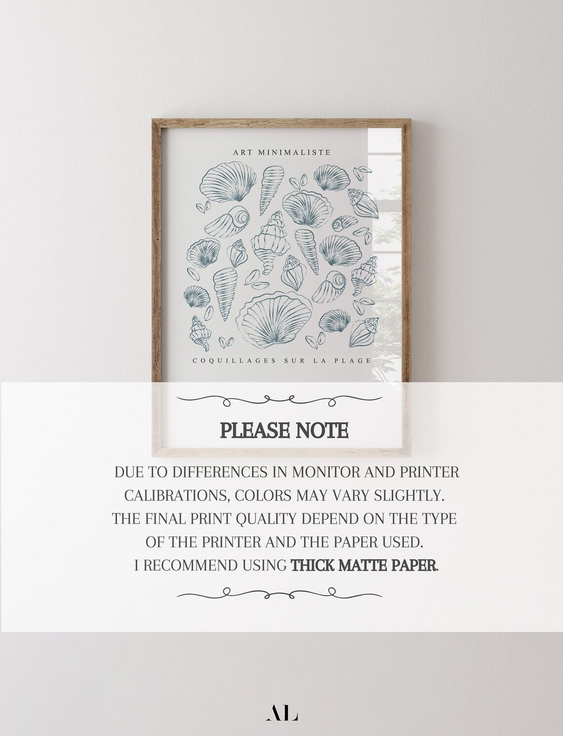 Minimalist Seashells Print, Abstract Seashells Printable Wall Art, Blue ...
