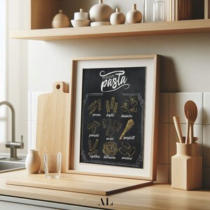 Italian Pasta Shapes Kitchen Poster, Pasta Lovers Wall Art, Printable ...