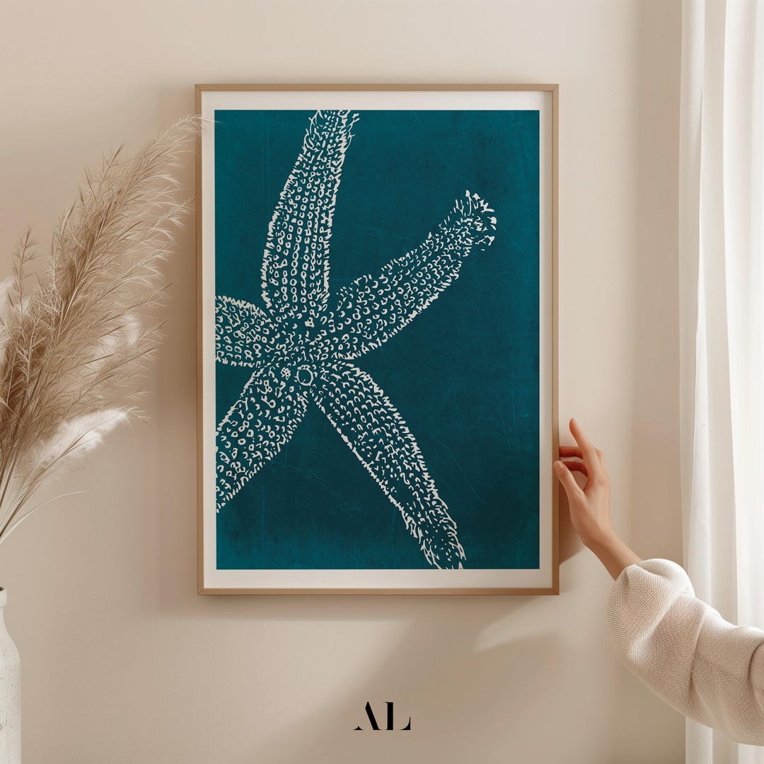 Blue Starfish Print | Ocean Inspired Art | Modern Coastal Poster | Sea ...