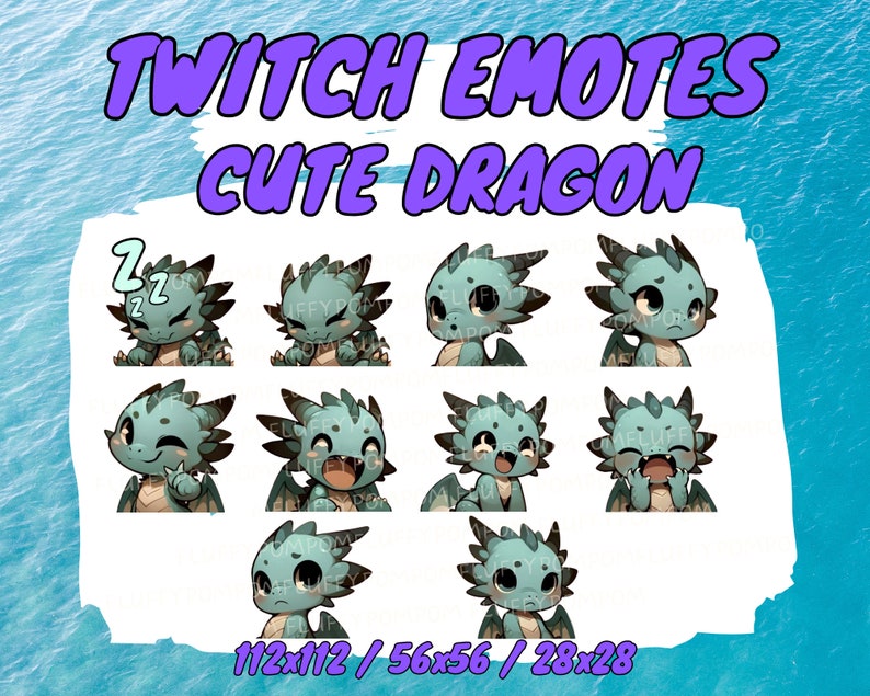10 CUTE DRAGON Emotes for Twitch/discord/youtube, Kawaii Cute Animal ...