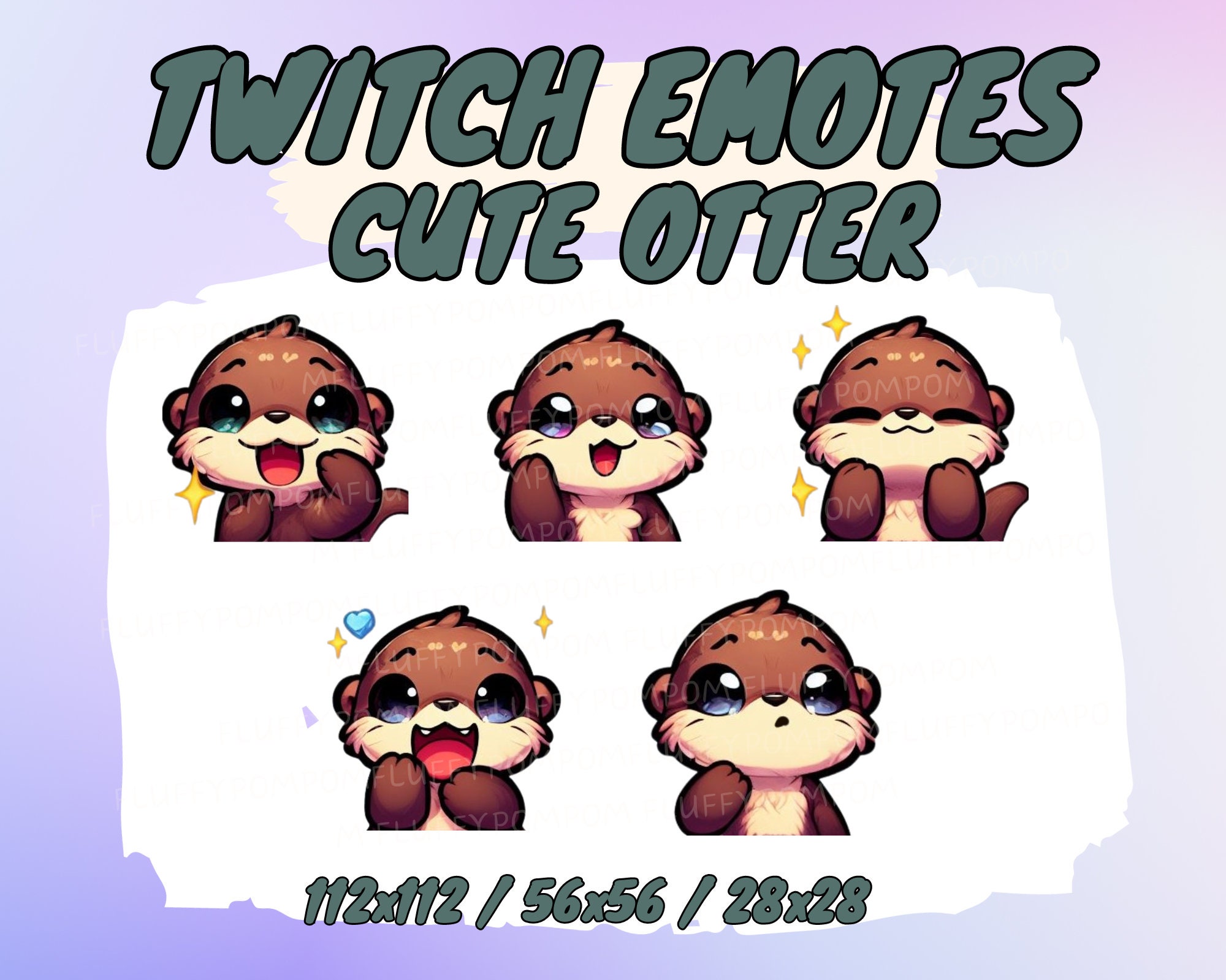 5 CUTE OTTER Emotes for Twitch/discord/youtube, Kawaii Cute Animal ...