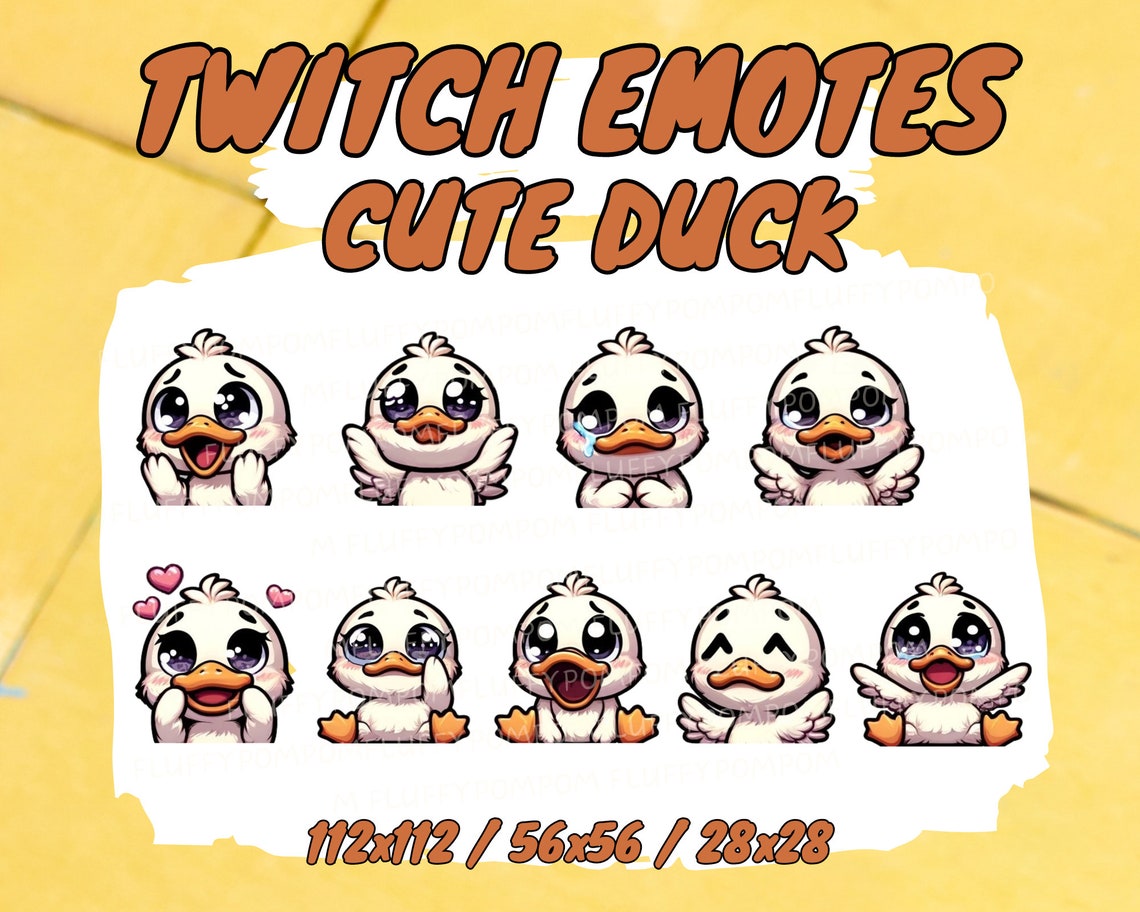 9 CUTE DUCK Emotes for Twitch/discord/youtube, Kawaii Cute Animal ...