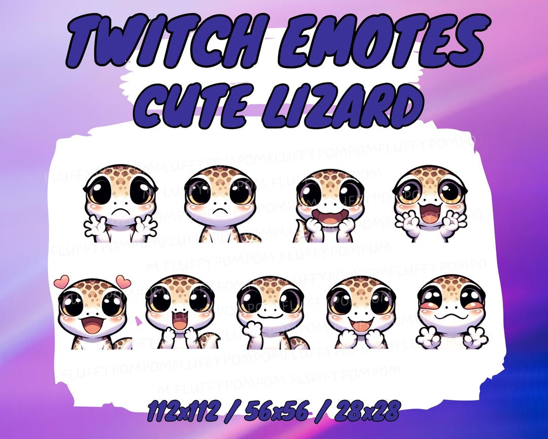 9 CUTE LIZARD Emotes for Twitch/discord/youtube, Kawaii Cute Animal ...