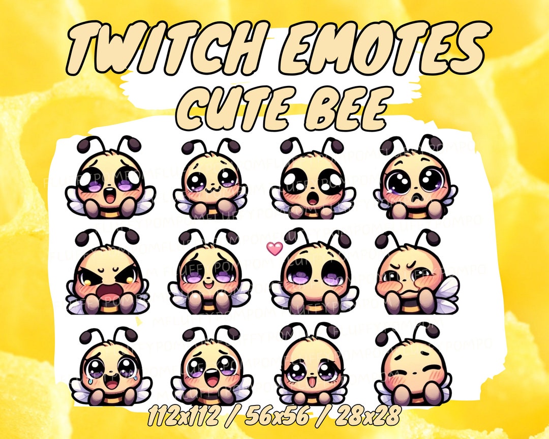 12 CUTE BEE PACK Emotes for Twitch/discord/youtube, Kawaii Cute Animal ...