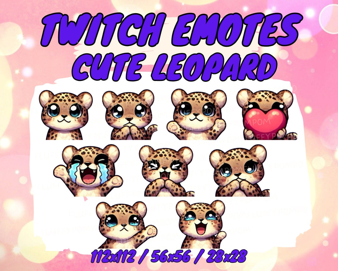 9 CUTE LEOPARD Emotes for Twitch/discord/youtube, Kawaii Cute Animal ...