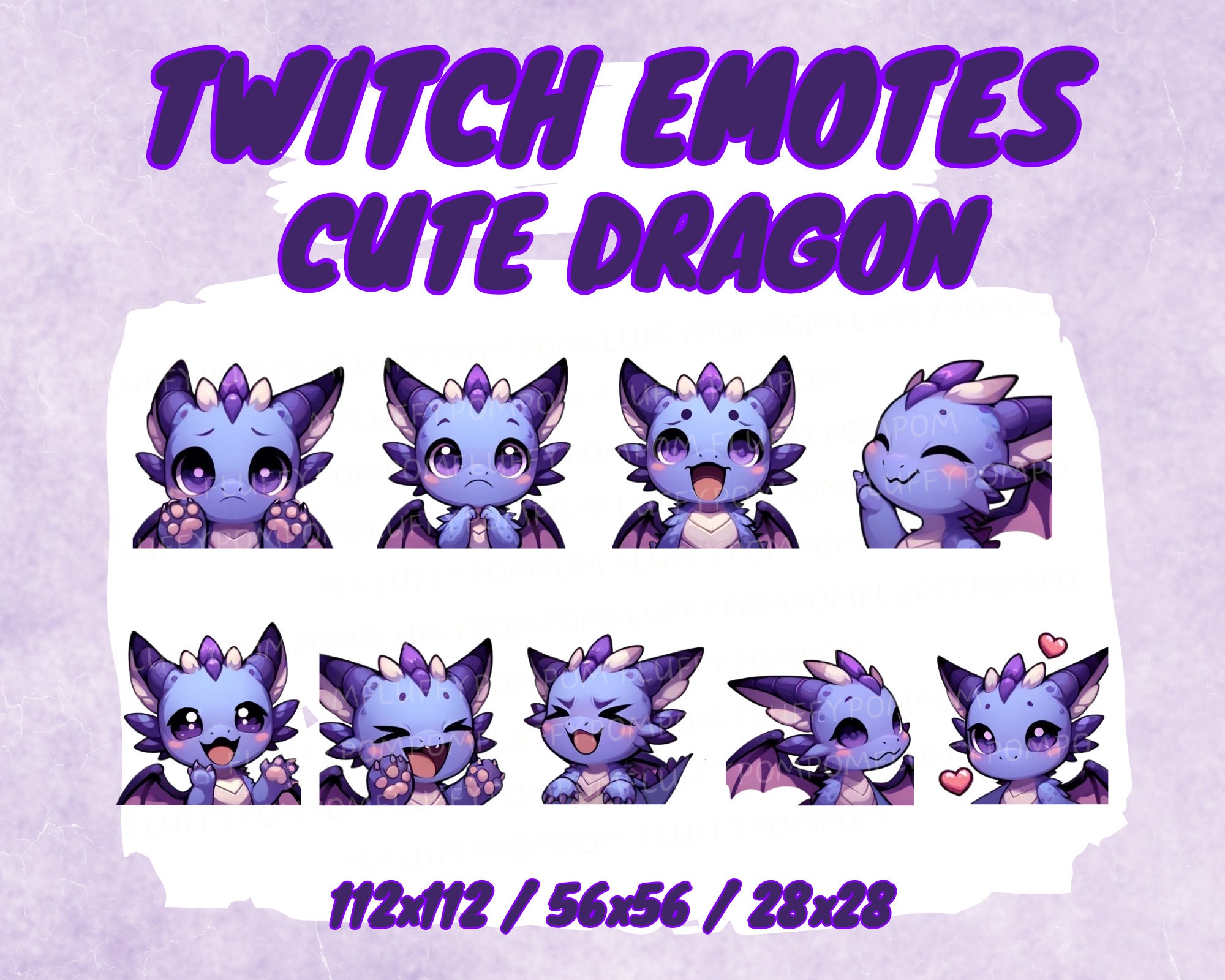 9 CUTE DRAGON Emotes for Twitch/discord/youtube, Kawaii Cute Animal ...