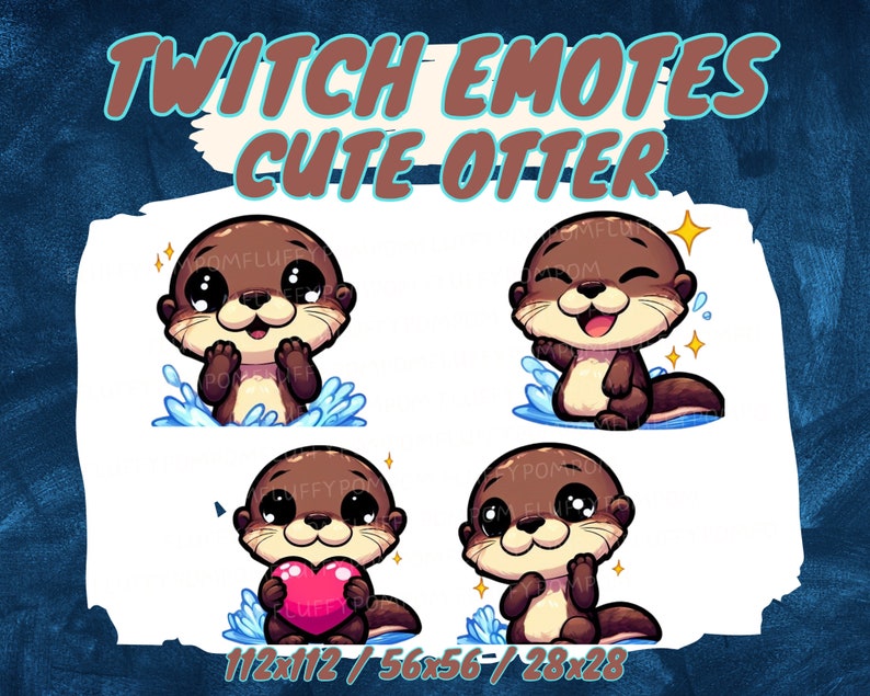 4 CUTE OTTER Emotes for Twitch/discord/youtube, Kawaii Cute Animal ...