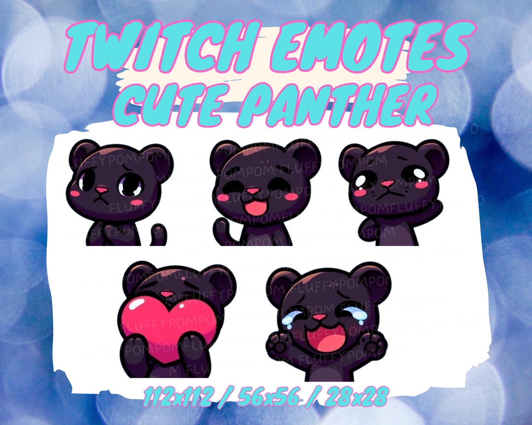 5 CUTE PANTHER Emotes for Twitch/discord/youtube, Kawaii Cute Animal ...