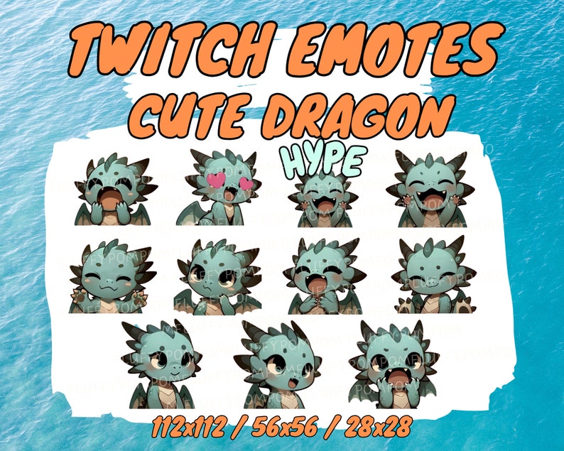 11 CUTE DRAGON Emotes for Twitch/discord/youtube, Kawaii Cute Animal ...