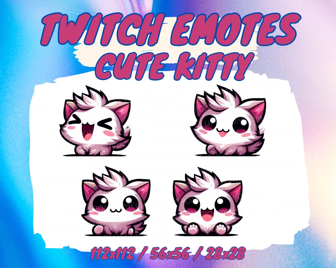 4 CUTE KITTY Emotes for Twitch/discord/youtube, Kawaii Cute Animal ...