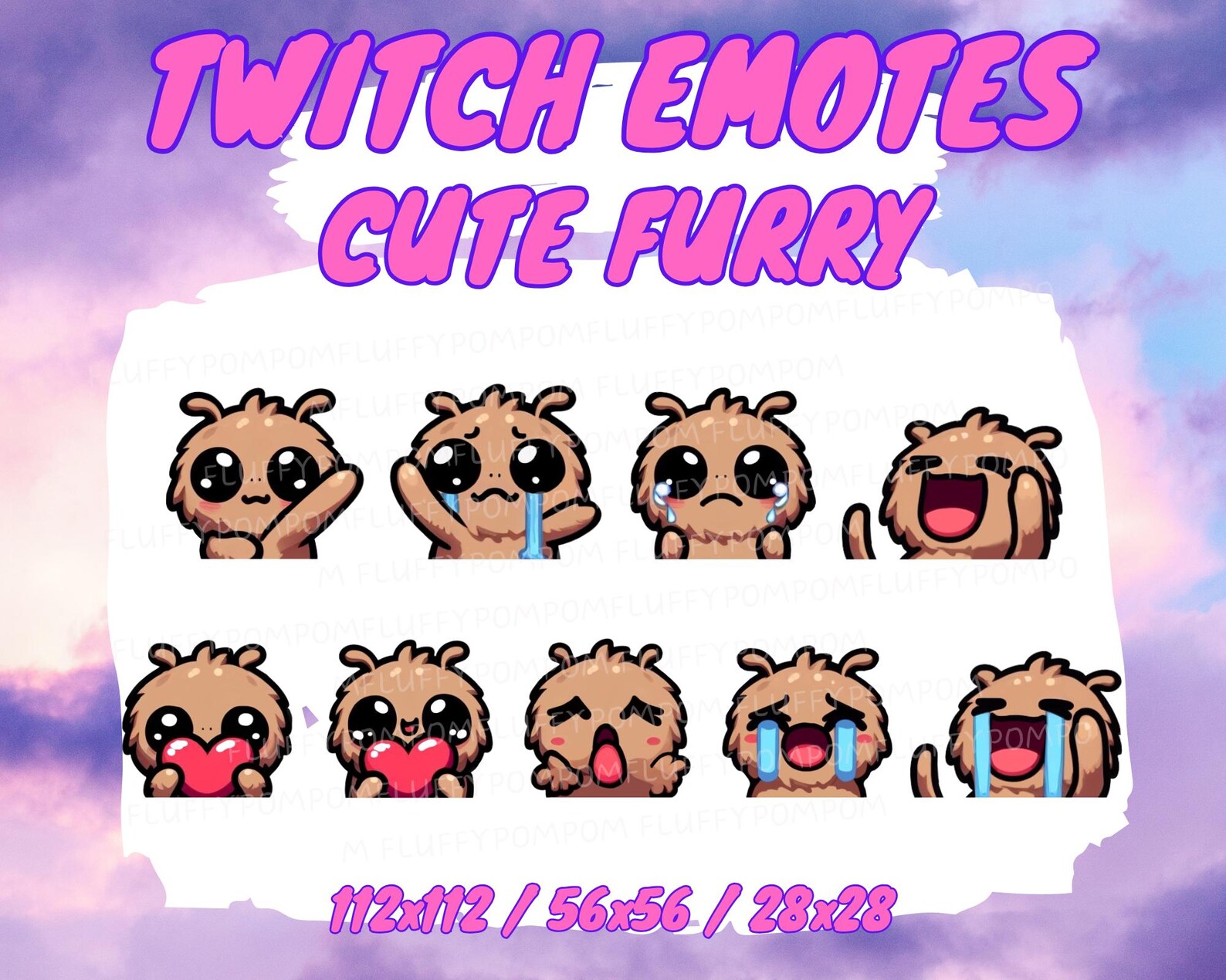 9 CUTE FURRY Emotes for Twitch/discord/youtube, Kawaii Cute Animal ...