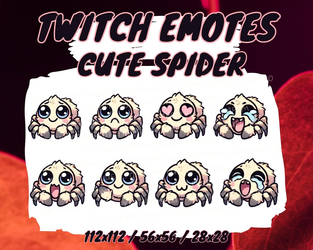8 CUTE SPIDER Emotes for Twitch/discord/youtube, Kawaii Cute Animal ...