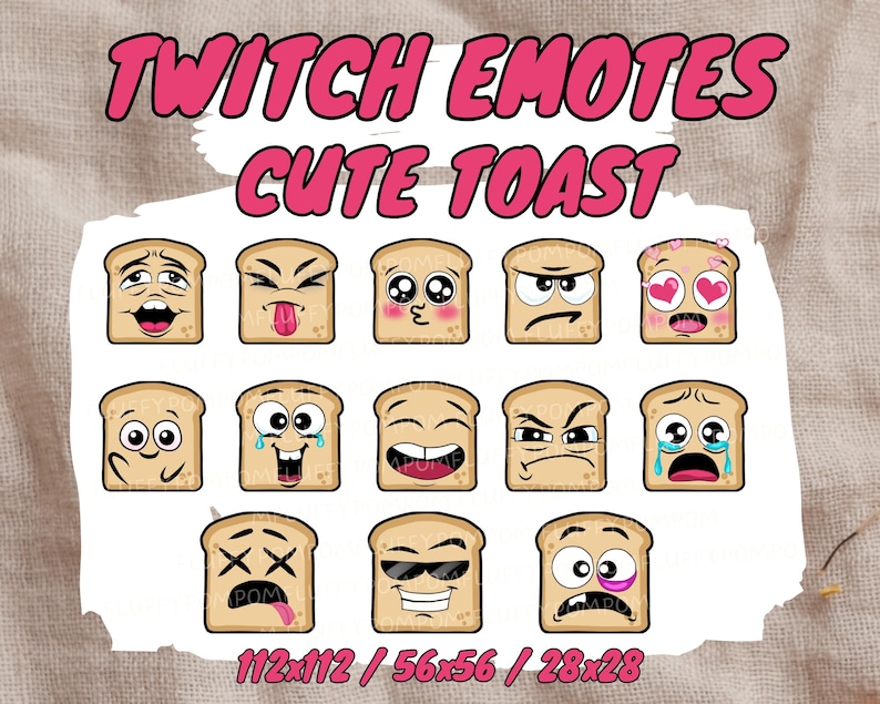 13 Cute Bread Toast With Caroon Faces Emotes for Twitch, Discord ...