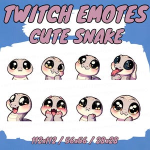 8 CUTE SNAKE Emotes for Twitch/discord/youtube, Kawaii Cute Animal ...