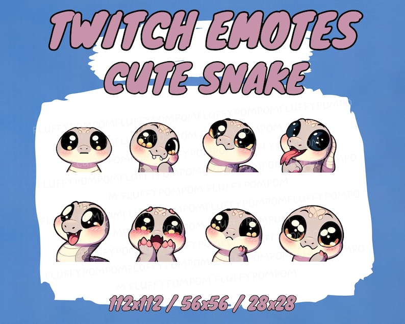 8 CUTE SNAKE Emotes for Twitch/discord/youtube, Kawaii Cute Animal ...