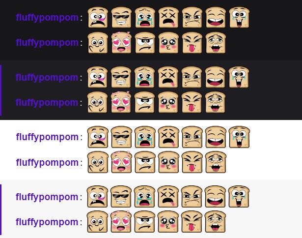 13 Cute Bread Toast With Caroon Faces Emotes for Twitch, Discord ...
